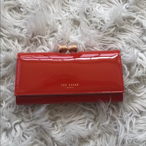 Ted Baker | Bags | New Ted Baker Bobble Patent Leather Wallet Red ...